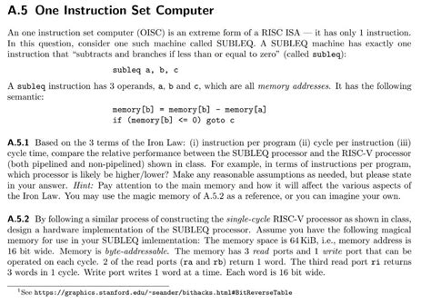 Solved An One Instruction Set Computer Oisc Is An Extreme