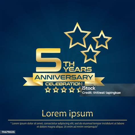 5 년 우아함 황금과 스타 기념일 축 하 상징 웹에 대 한 주년 로고 템플릿 디자인 게임 창조적 인 포스터 소책자 전단지 전단 잡지 인사말 카드 및 초대장 카드 5에 대한