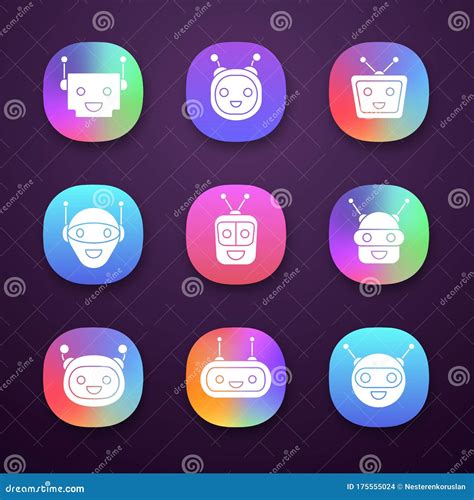 Chatbots App Icons Set Stock Vector Illustration Of Conversational