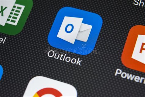 Microsoft Outlook Application Icon On Apple IPhone X Screen Close Up Microsoft Outlook App Icon