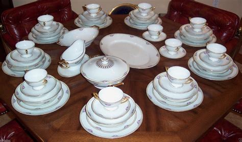 Antique Thomas Bavaria Fine China Roseland Pattern 72 Piece Set Ivory