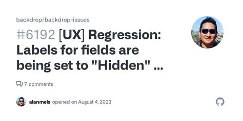 Ux Regression Labels For Fields Are Being Set To Hidden By Default Should Be Above