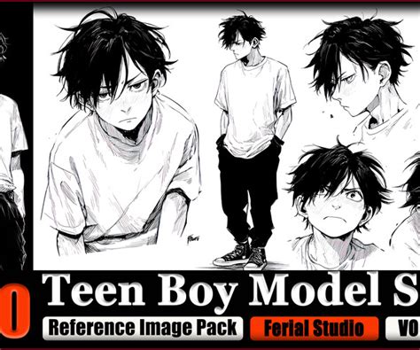 Artstation 240 Teen Boy Model Sheet Sketch Reference Image Pack V