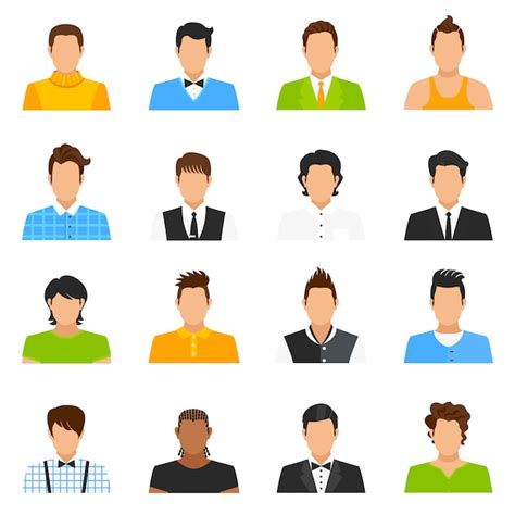 남자 아바타 아이콘 세트 무료 벡터