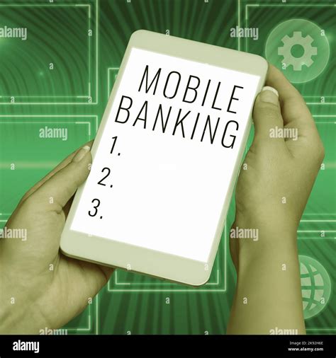 Writing Displaying Text Mobile Banking Business Overview To Create Financial Transactions With