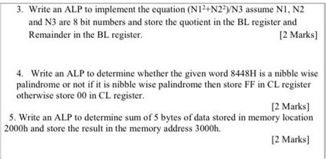 Solved 3 Write An ALP To Implement The Equation Chegg Com