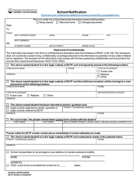 Dcyf Form 09 093 Download Fillable Pdf Or Fill Online School