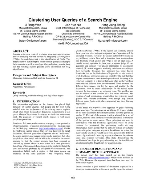 Pdf Clustering User Queries Of A Search Engine