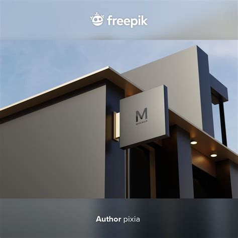 사무실 상점 건물의 외관에 로고 기호 모형 사각형 간판 상자 프리미엄 Psd 파일 빌딩 간판 우아한 로고