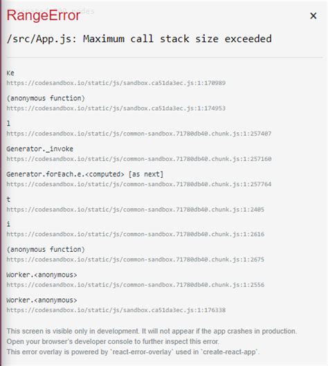 Bug Generated Dom Maximum Call Stack Size Exceeded · Issue 20845