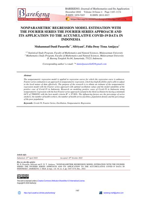 Pdf Nonparametrik Regression Model Estimation With The Fourier Series