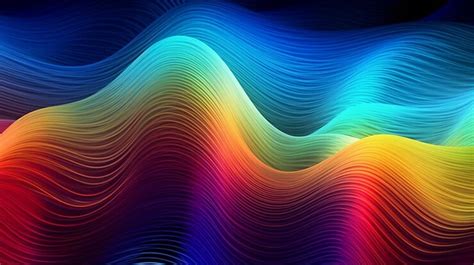 Premium Photo Abstract Composition Of Striped Waveforms Featuring A Vibrant Rainbow Of Colors