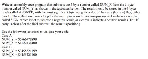 Write An Assembly Code Program That Subtracts The
