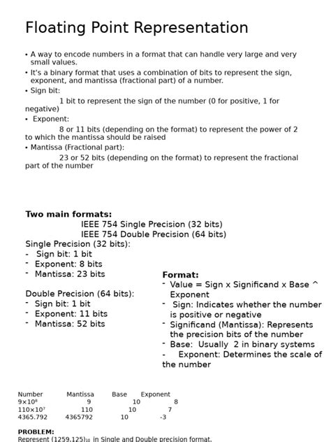 Floating Point Representation Pdf Theory Of Computation Mathematical Notation