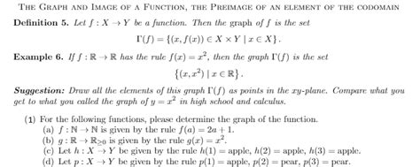 Solved The Graph And Image Of A Function The Preimage Of An