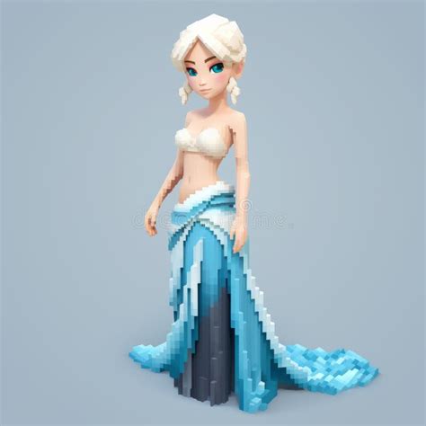 Cartoonish D Princess Elsa Model With White And Azure Style Stock Illustration Illustration