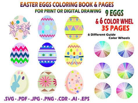 9 Easter Eggs Coloring Book And Pages Graphic By Ramos3dart · Creative