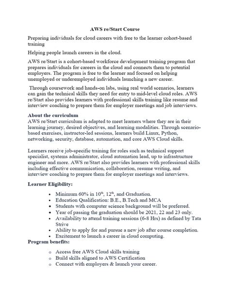 Aws Restart Course Document Pdf