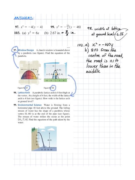 S1 C4 L1 L2 Conic Section The Parabola Part 5 Word Problems Pdf