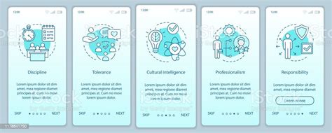 Hr Soft Skills Onboarding Mobile App Page Screen Vector Template Stock Illustration Download