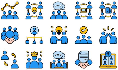 Set Of Vector Icons Related To Teamwork Contains Such Icons As