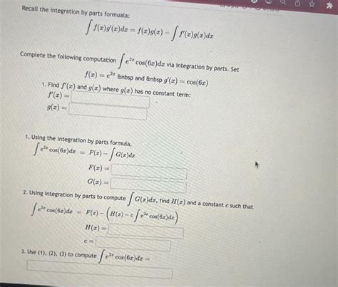Solved Recall The Integration By Parts Formuala [