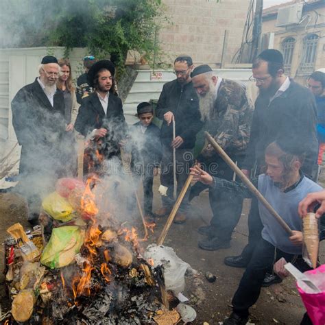 Burning The Leftover Leavened Products Before Passover Editorial Stock