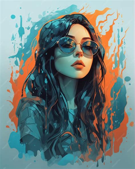 Premium Photo Woman Wearing Sunglasses Illustration For Tshirt Design
