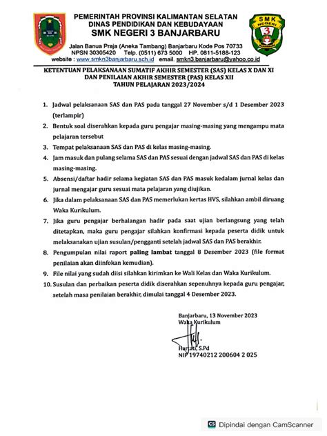 Pelaksanaan Dan Jadwal Sas 2023 Pdf