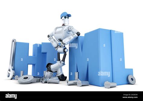 Robot With Html Sign Technology Concept Isolated Containsclipping