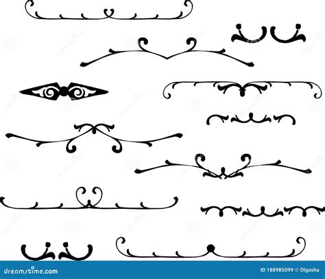 Decorative Delimiter Elements Separator Set Stock Vector Illustration Of Black Decorative