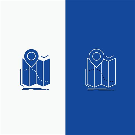 Gps Location Map Navigation Route Line And Glyph Web Button In Blue Color Vertical Banner