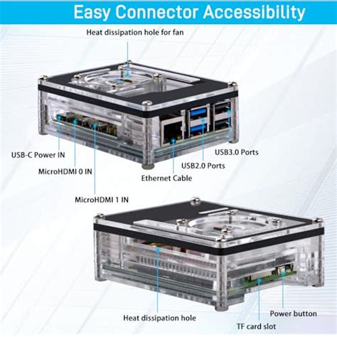 Geeekpi Acrylic Case For Raspberry Pi 5raspberry Pi 5 Case With 4010