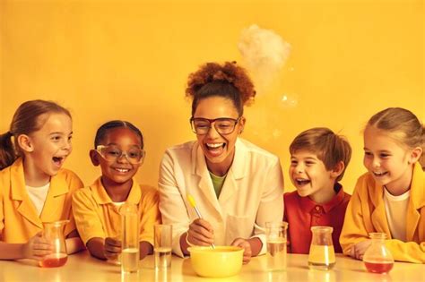 Exciting Science Experiment Scene A Lively Class Premium Ai Generated