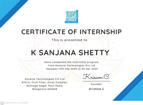 Sanjana Shetty On Linkedin Internshipexperience Professionaldevelopment Karpinetechnology