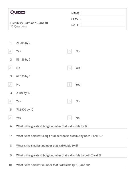 50 Divisibility Rules Worksheets For 3rd Grade On Quizizz Free