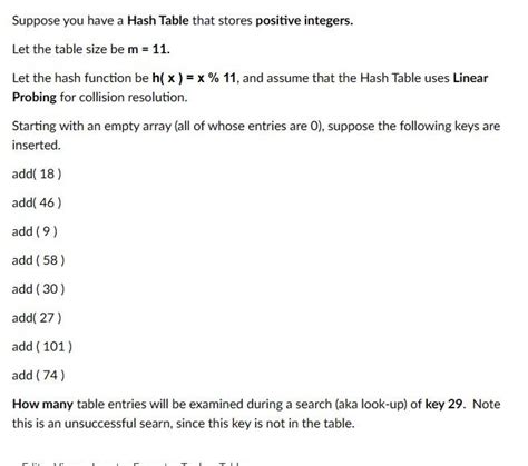Solved Suppose You Have A Hash Table That Stores Positive