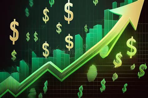 Green Arrows And Dollar Signs Symbolize Growth And Financial Success In A Modern Digital
