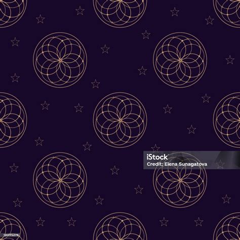 금 연금술과 신비한 표지판 눈 삼각형 화살표 달 별 점성술 기호 가선에 그려진 벡터 원활한 패턴 중세에 대한 스톡 벡터 아트 및 기타 이미지 Istock