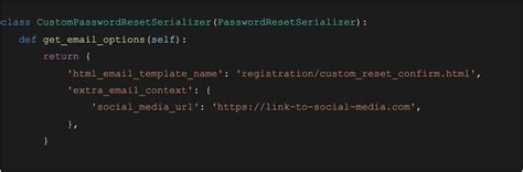 How To Change The Rest Auth Reset Password Email To A Custom HTML Template