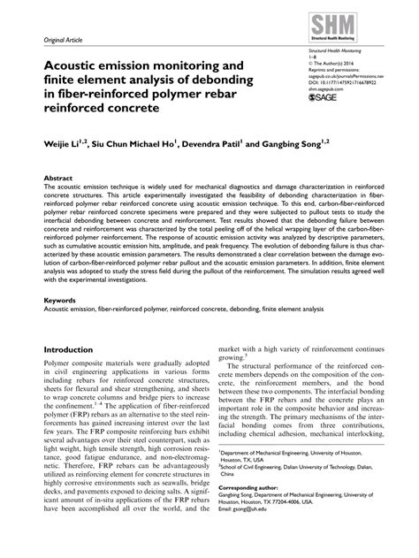 Pdf Acoustic Emission Monitoring And Finite Element Analysis Of