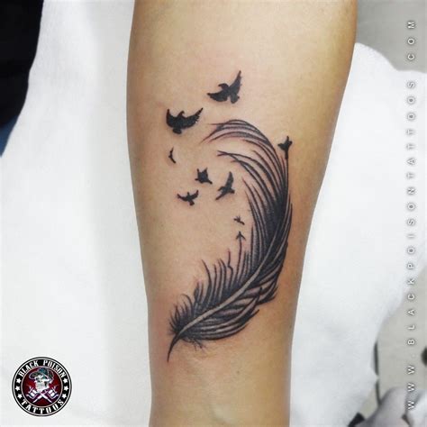 Tattoo With Feather And Birds