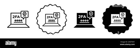 2fa Multifactor Verification Icon Logo Sign Vector Outline In Black And White Color Stock Vector