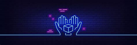 열린 상자 줄 아이콘을 길게 누릅니다 배달 소포 기호 화물 패키지 네온 라이트 글로우 효과 벡터 3차원 형태에 대한 스톡 벡터 아트 및 기타 이미지 Istock