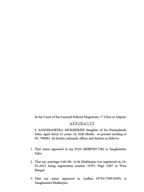 Affidavit 1 Same Name Anjana Majumder Pdf