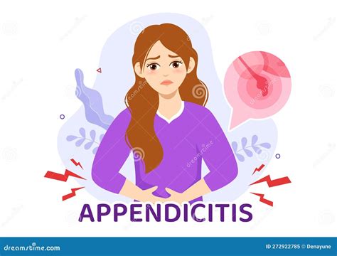 Appendicitis Illustration With Inflammation Of The Appendix And Stomach