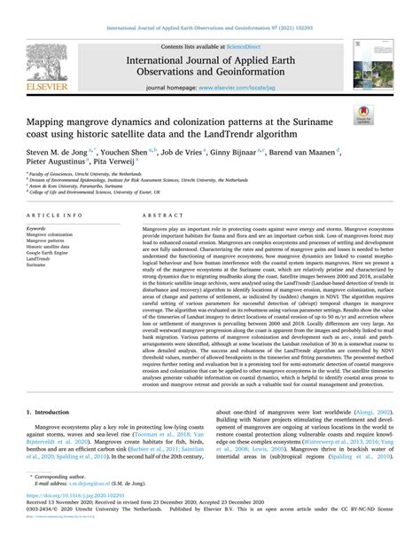 pdf mapping mangrove dynamics and colonization patterns at the suriname coast using historic