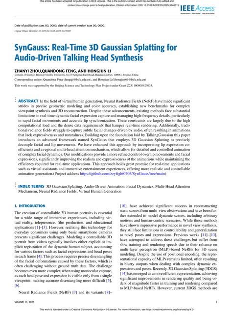 Pdf Syngauss Real Time 3d Gaussian Splatting For Audio Driven Talking Head Synthesis