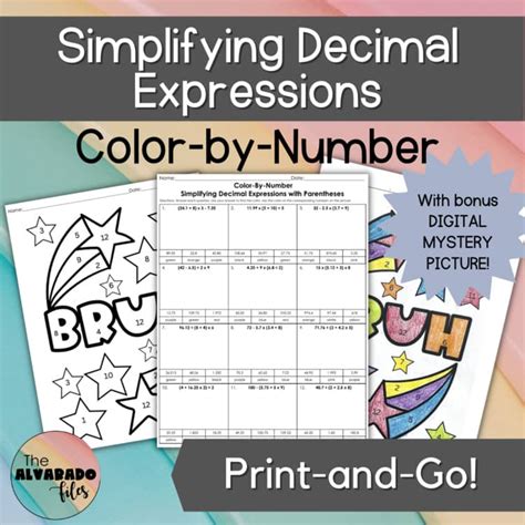 Order Of Operations WITH DECIMALS Printable NO PREP Color By Number