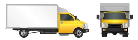 노란색 트럭 템플릿입니다 화물 밴 벡터 일러스트 Eps 10 흰색 배경에 고립 프리미엄 벡터